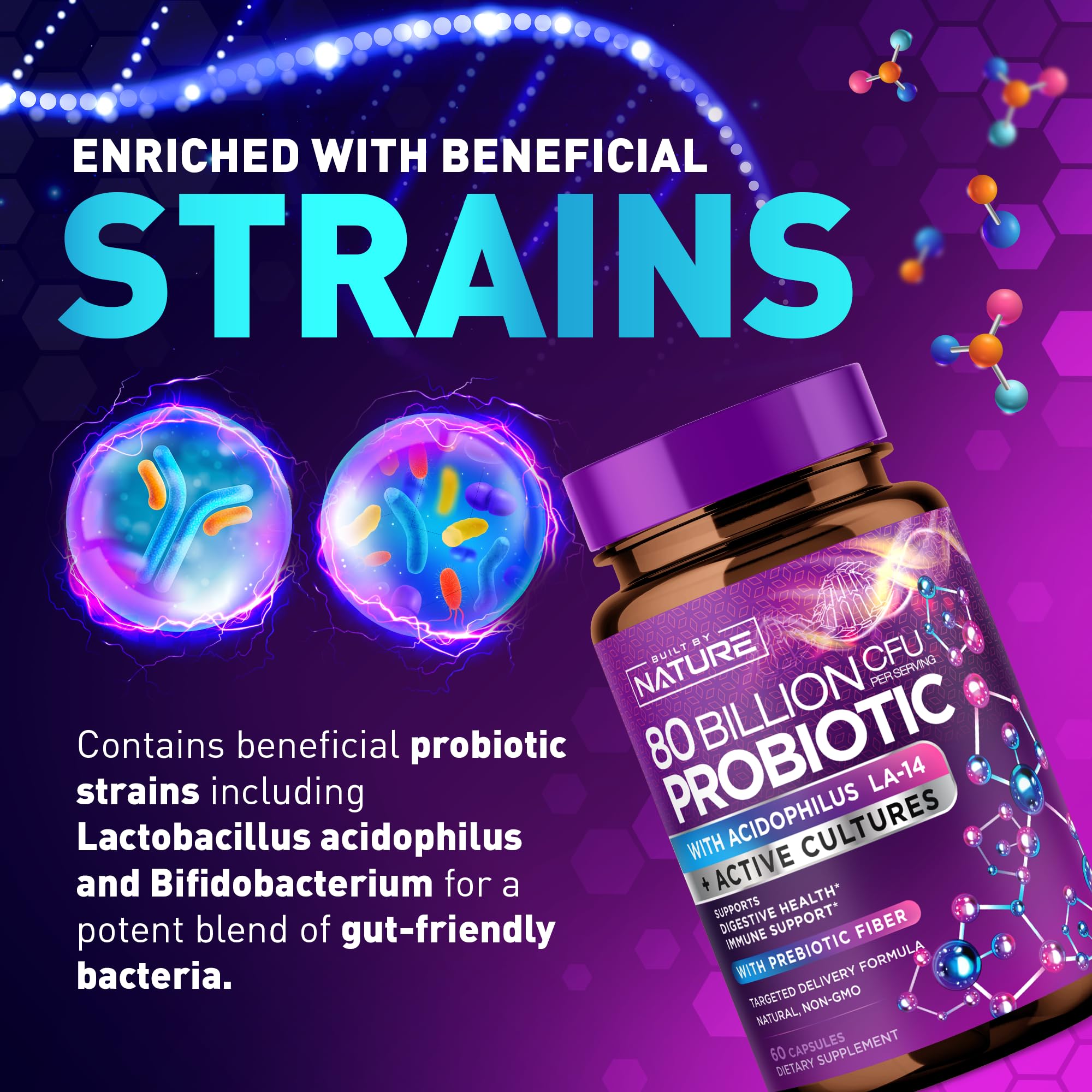Snapklik.com : 80 Billion CFU Probiotic - Daily Digestive Gut Health ...