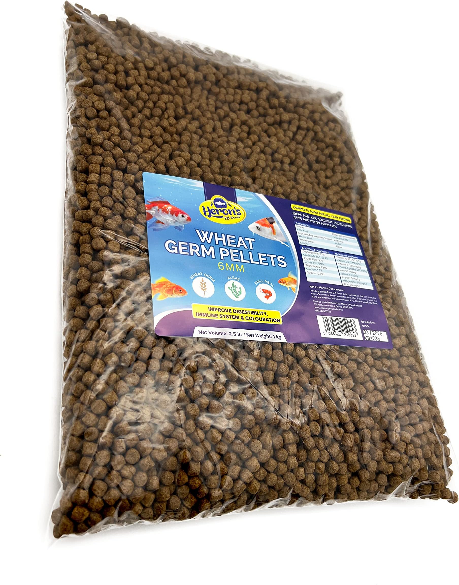 HERONS - Wheatgerm Pellets - 6 mm Pellets for all Goldfish, Japanese ...