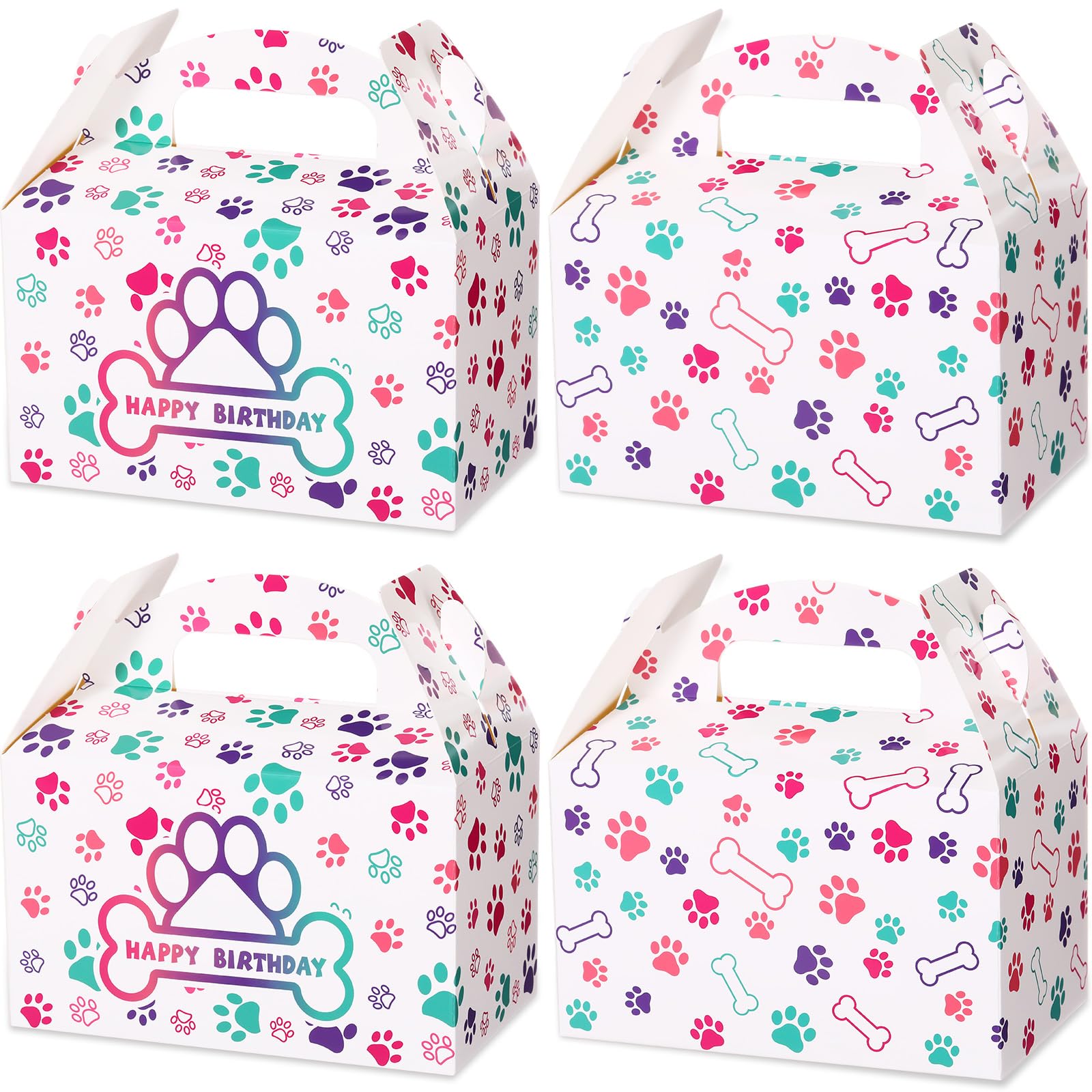 Amazon.com: Mifoci 24 Pcs Colorful Paw Print Treat Box Puppy Party ...