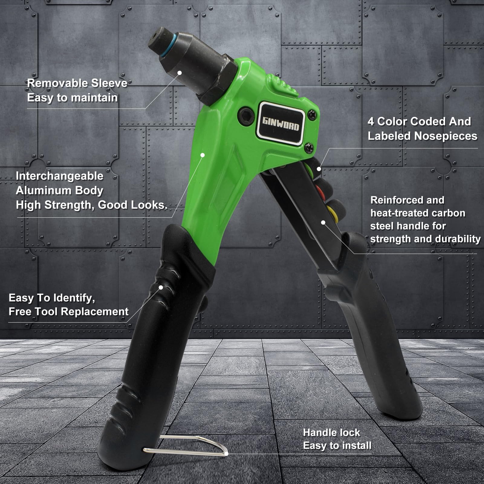 Snapklik.com : GINWORD Rivet Gun, Pop Rivet Gun,Rivet Gun Kit, 200Pcs ...