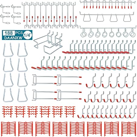 Amazon.com: Madd Tools Extra Thick 1/4'' Metal Hooks for Pegboard | 1/4 ...