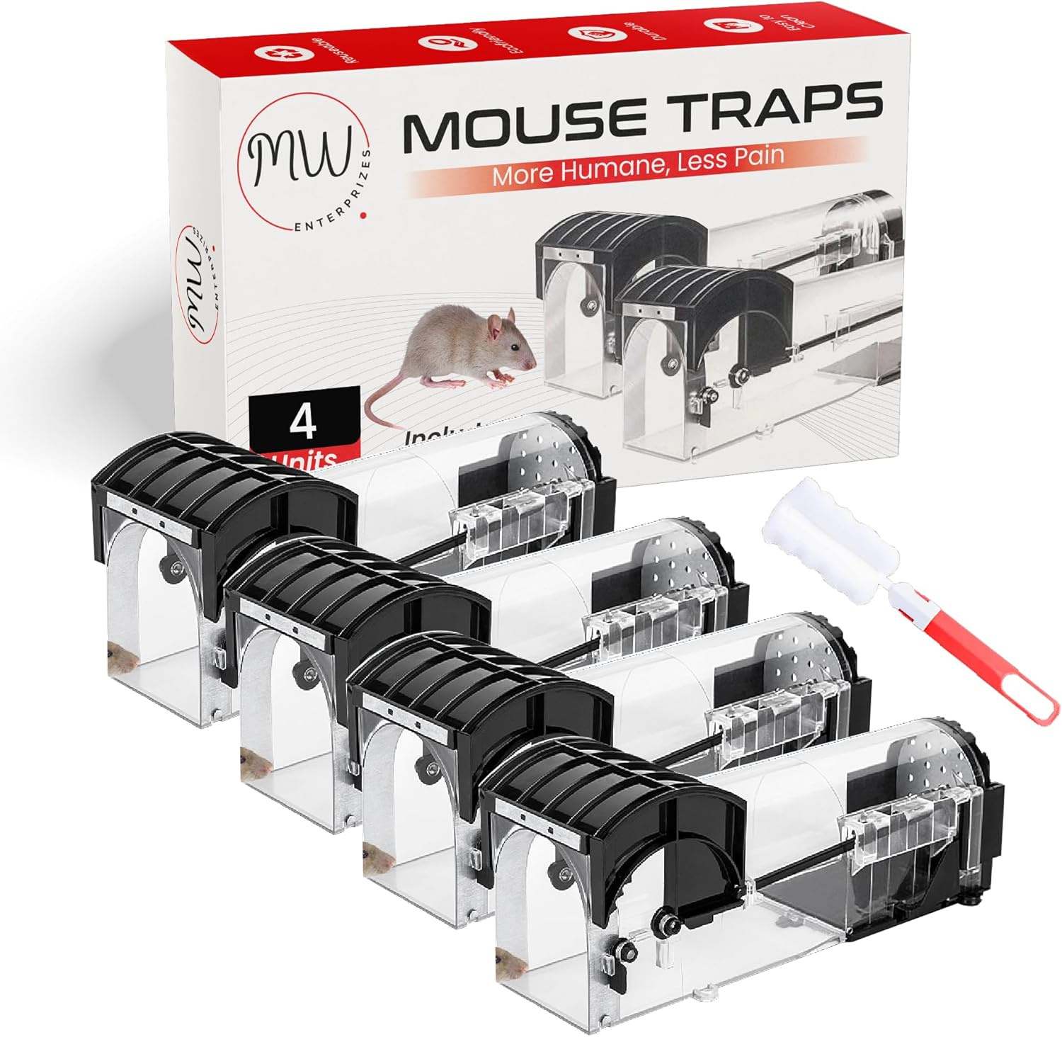 x4 HUMANE MOUSE TRAPS - Reusable Mouse traps, For Indoor & Outdoor use ...