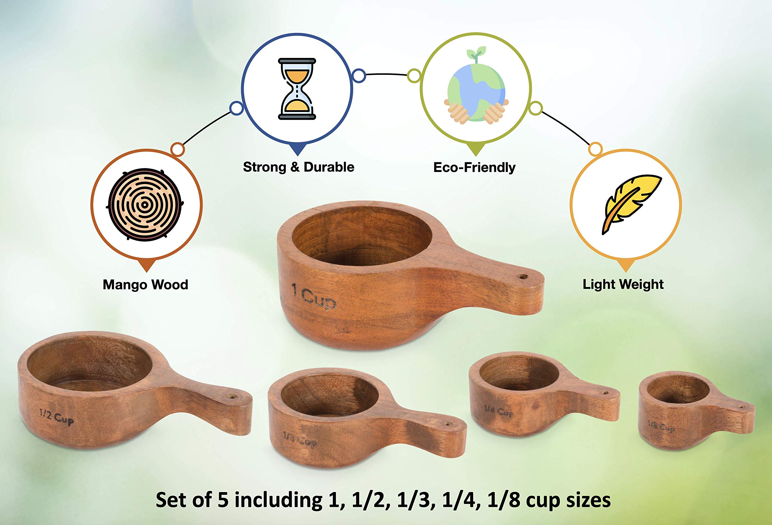 Eco Friendly Mango Wood Measuring Cup Set Of 5 Hand | Desertcart INDIA