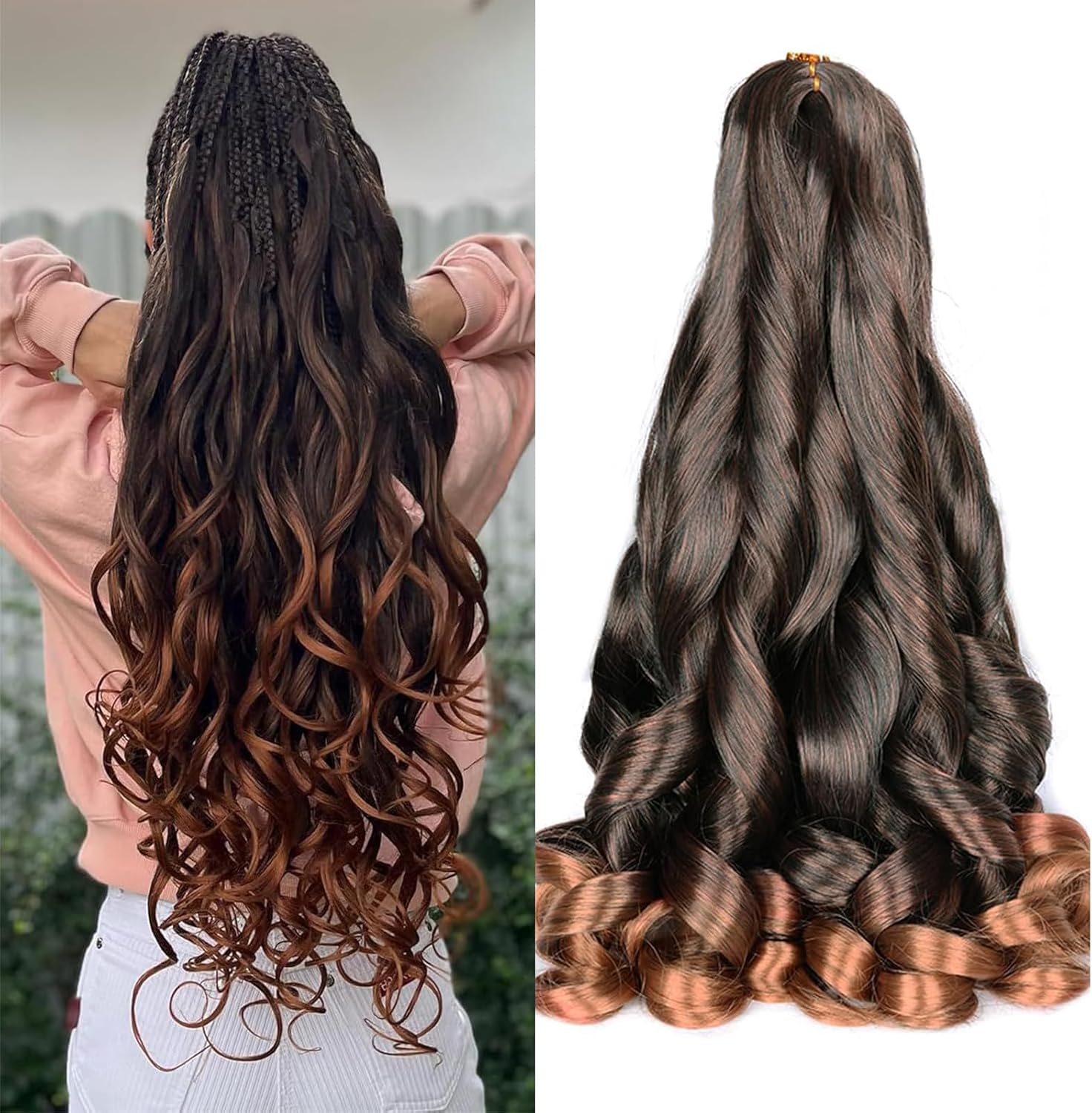 WoWCFyyds 8 Packs French Curl Braiding Hair 20 Inch Loose Wave Spiral ...