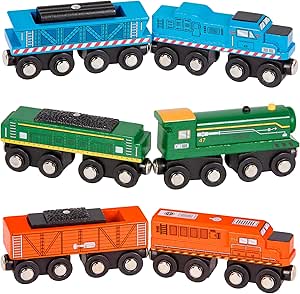Amazon.com: Battat – Classic Trains – 6 Pieces Wooden Railroad Set ...