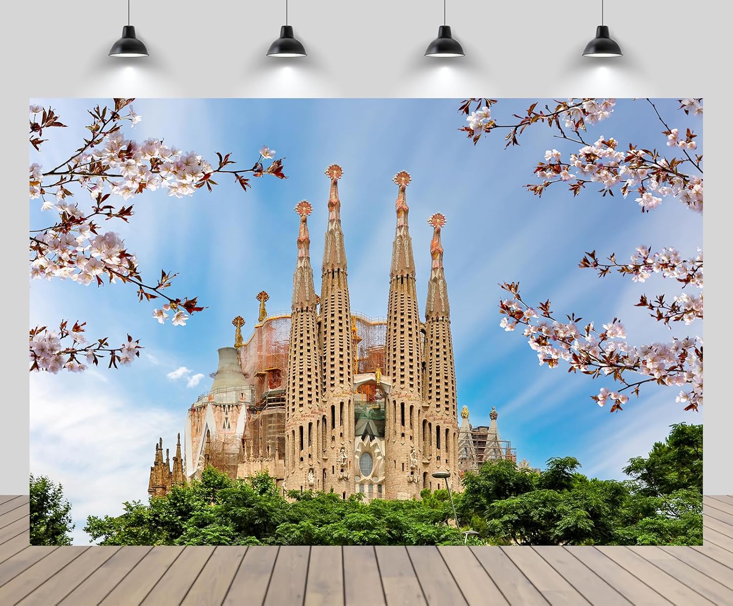 Amazon.com : CHNYWORK 5ftx3ft Spain Sagrada Church Backdrop Spring ...