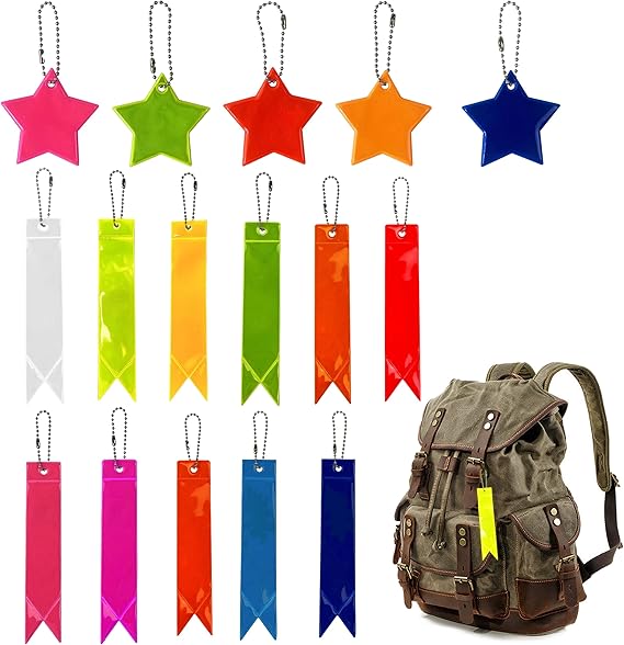 Safety Reflector Pendant, 16PCS Reflective Keyrings Keychain, Safety ...