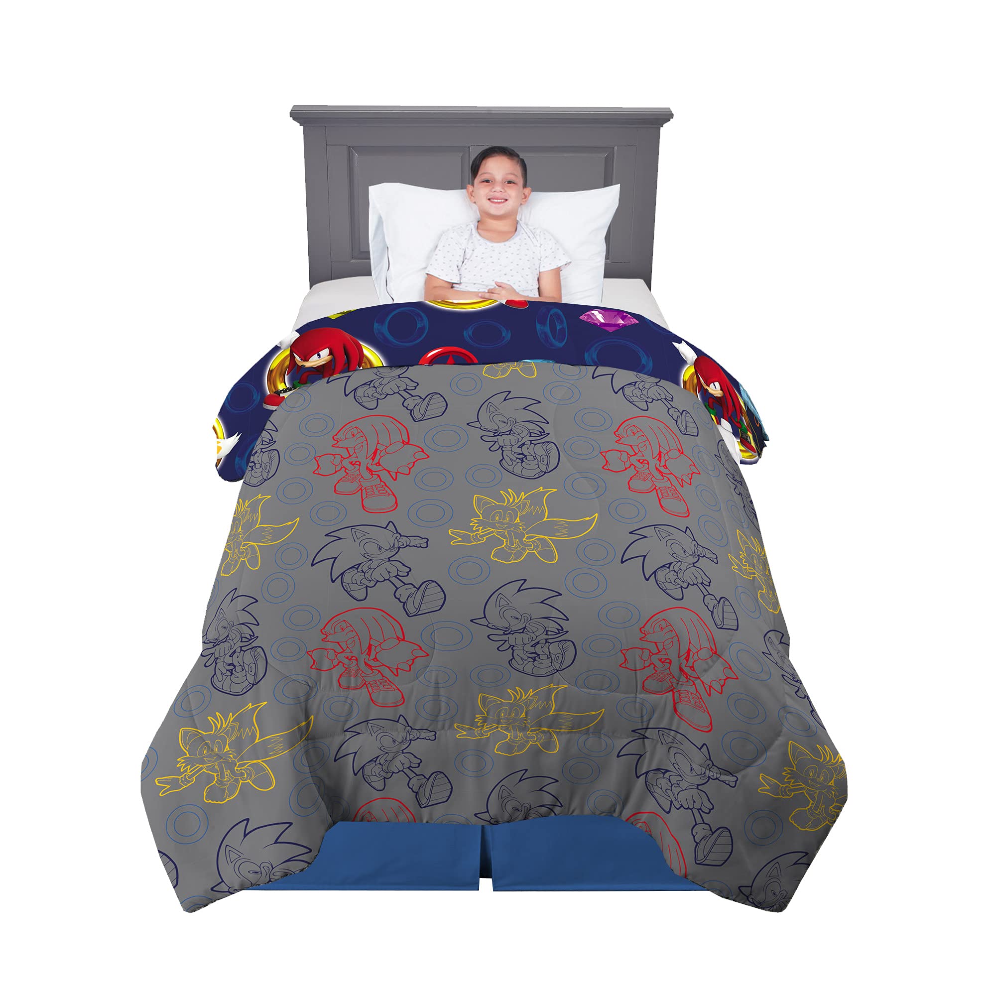 Franco Kids Bedding Soft Microfiber Comforter, Twin, Sonic The Hedgehog