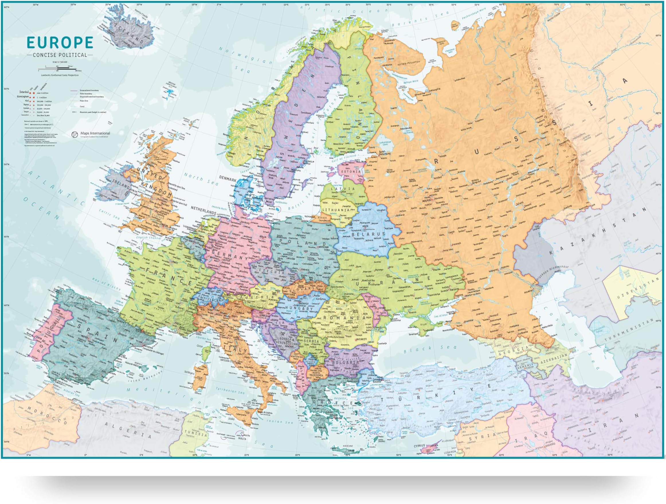 Large Europe Wall Map for Kids - Educational Poster Learning - Updated ...