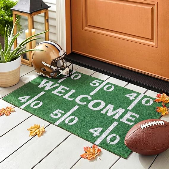 Amazon.com: Dunzy Football Door Mat Welcome Outdoor Door Mats Football ...