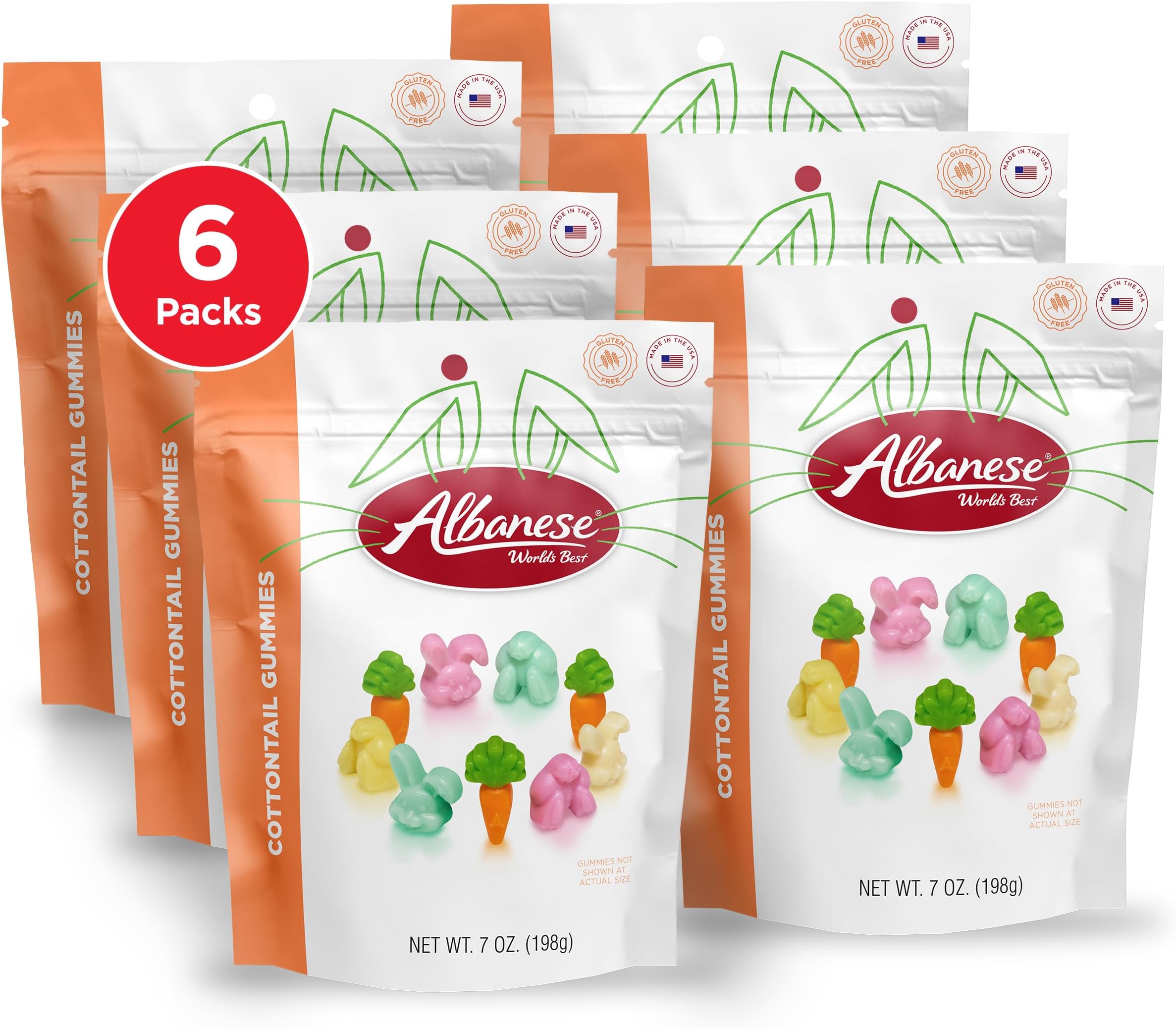 Amazon.com: Albanese World's Best Cottontail Gummies, 7oz (Pack of 6 ...