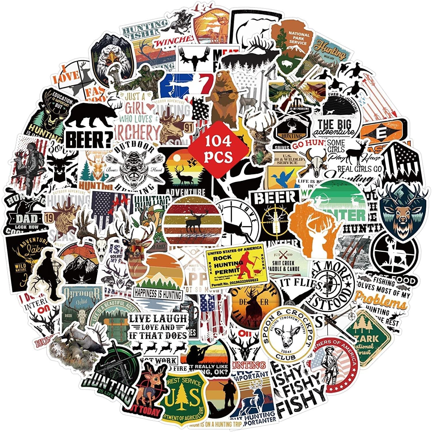 Amazon.com: Go Hunting Stickers 104PCS Outdoor Adventure Wildness ...