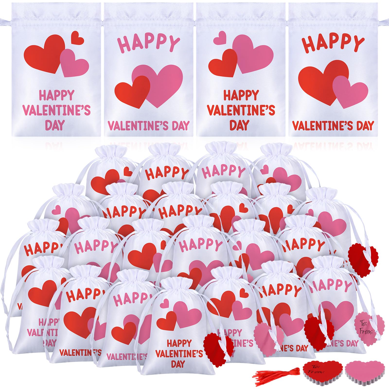 Amazon.com: Sweetude 36 Pcs Valentine's Day Gift Bags Satin Drawstring ...
