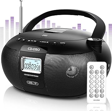 Amazon.com: Greadio CD Player Boombox Portable with AM FM Stereo Radio ...