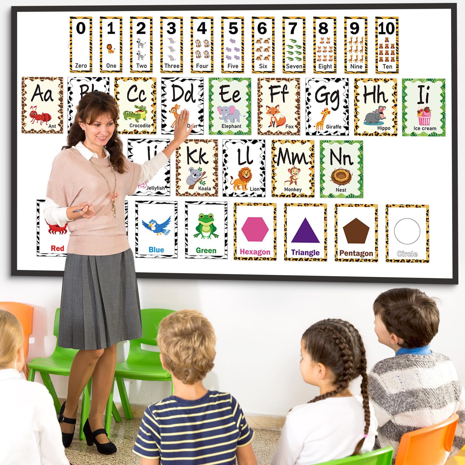 Snapklik.com : 57 Pcs Alphabet Number For Classroom Wall Safari Animals ...