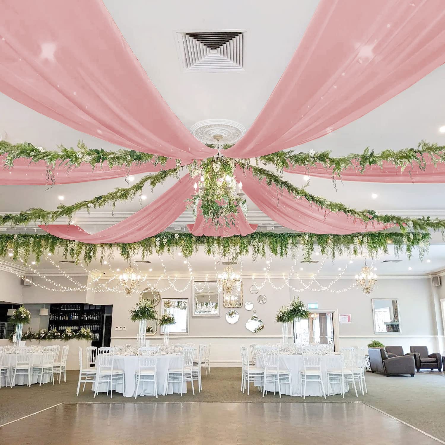 Amazon.com: ROMANKAS Wedding Ceiling Drapes 6 Panels 5x10 FT Dusty Rose ...