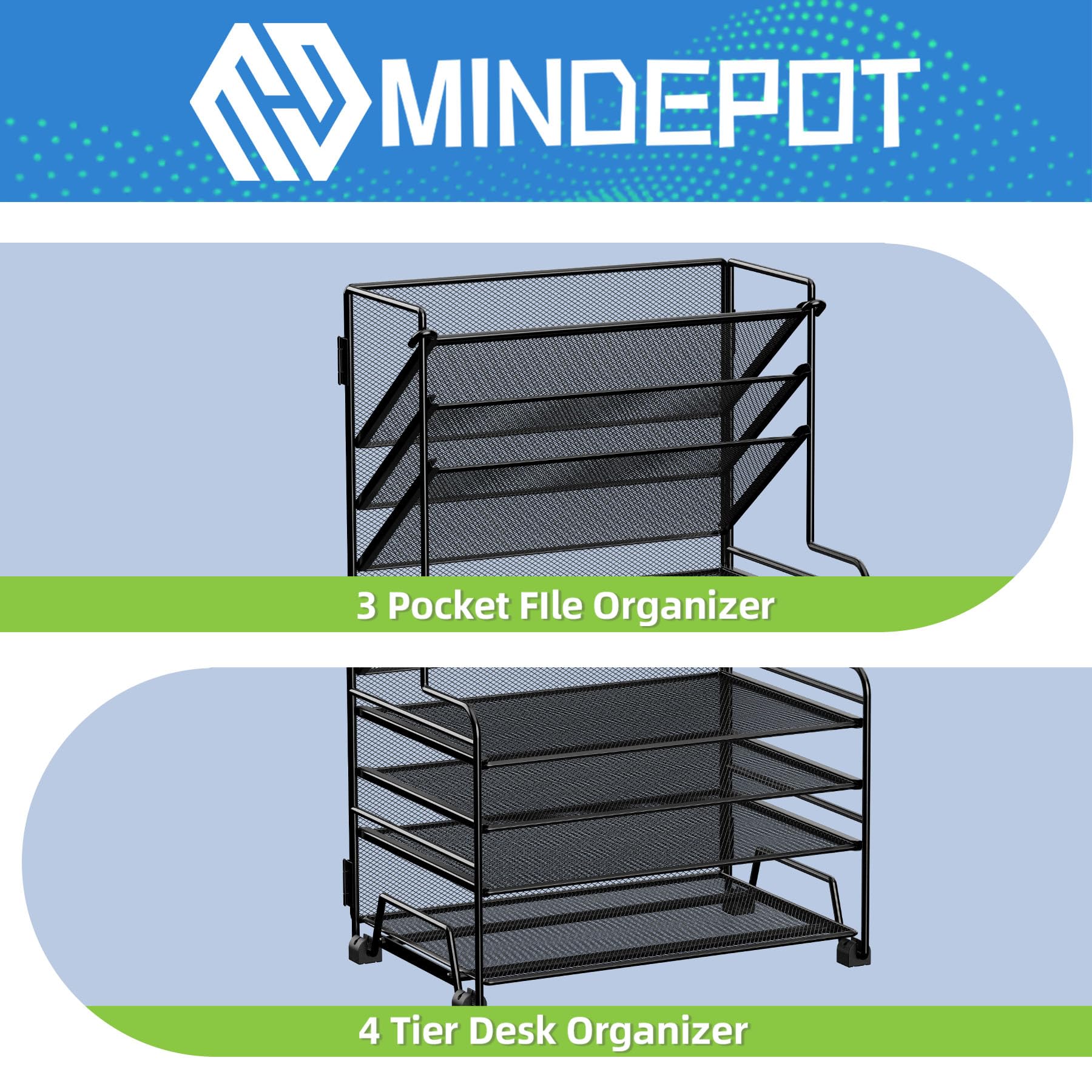 Snapklik.com : MINDEPOT 4-Tier Paper Organizer + 3-Pocket File Holder ...