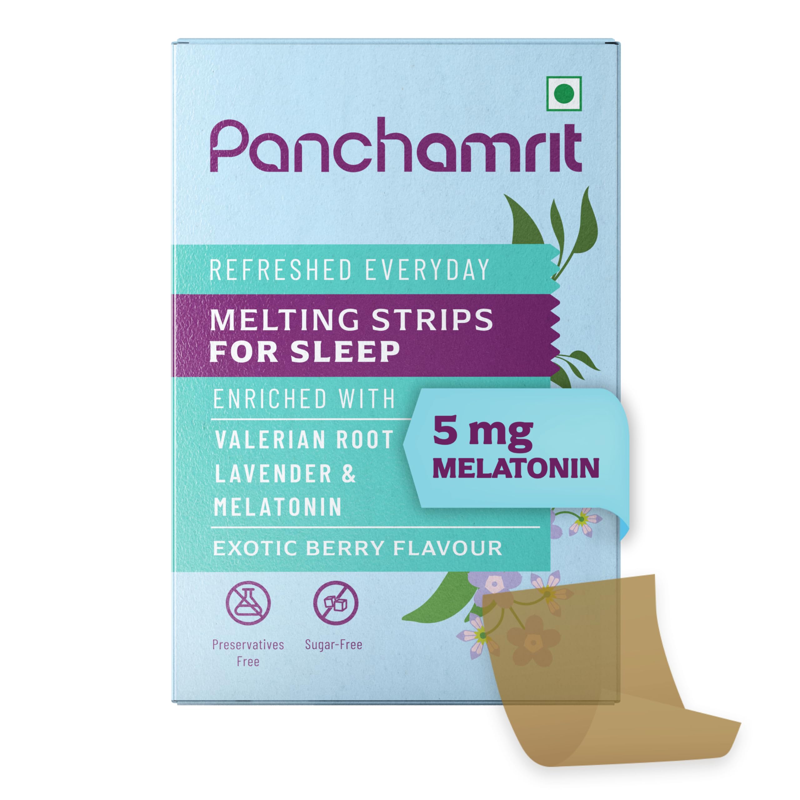 Amazon.com: Panchamrit Melting Strips for Sleep Melatonin 5mg, 30 Vegan ...