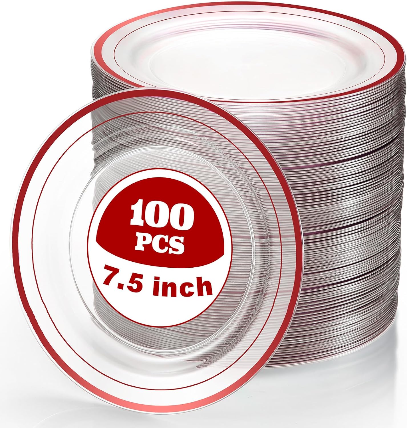 Amazon.com: Uiifan 100 Pieces Disposable Plates Clear Plastic Round ...