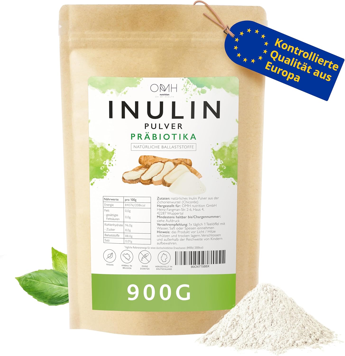 Inulin Pulver Präbiotika Ballaststoffe 900g (0,9kg) Anbau in Europa ...