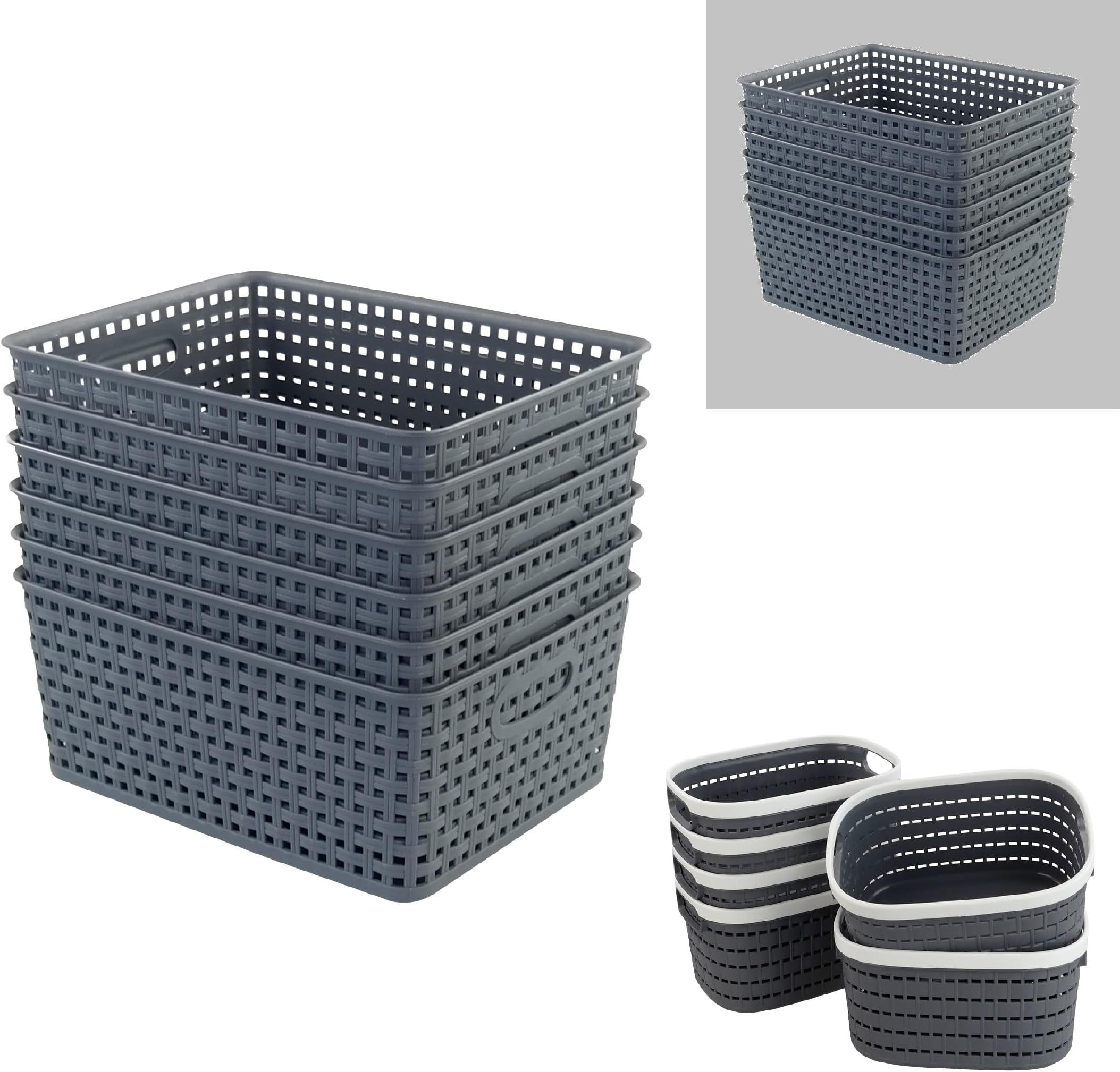 Farmoon 6 Packs Plastic Weave Storage Baskets, Small Kitchen Cupboard ...