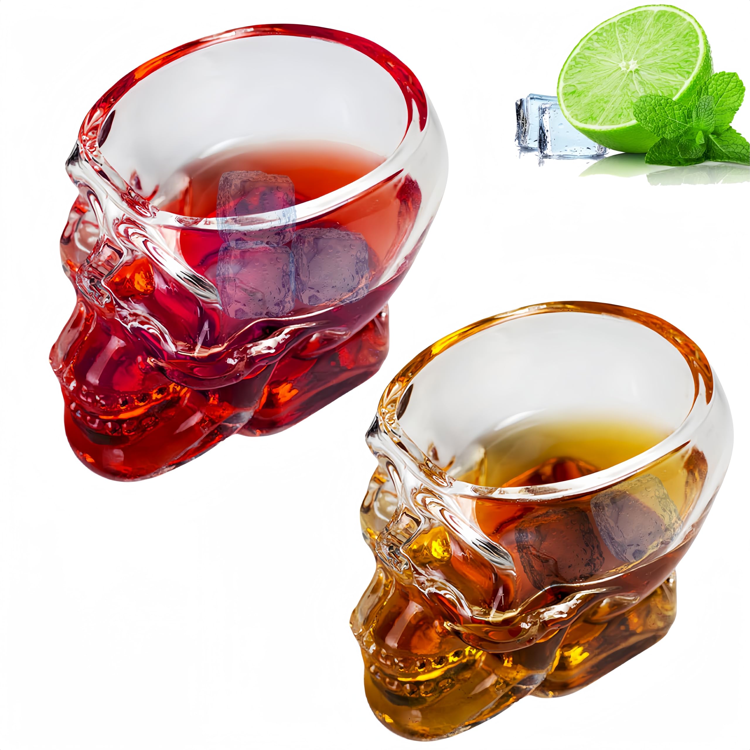 Amazon.com | Afiemire Clear Glass Novelty Skull Shot Glass For Whiskey ...