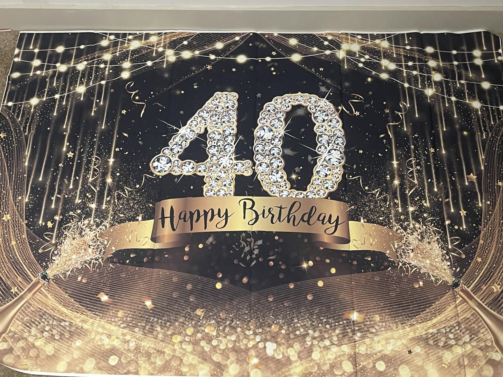 Amazon.com : AIBIIN 7x5ft Happy 40th Birthday Backdrop Gold Glitter 40th Birthday Photography ...
