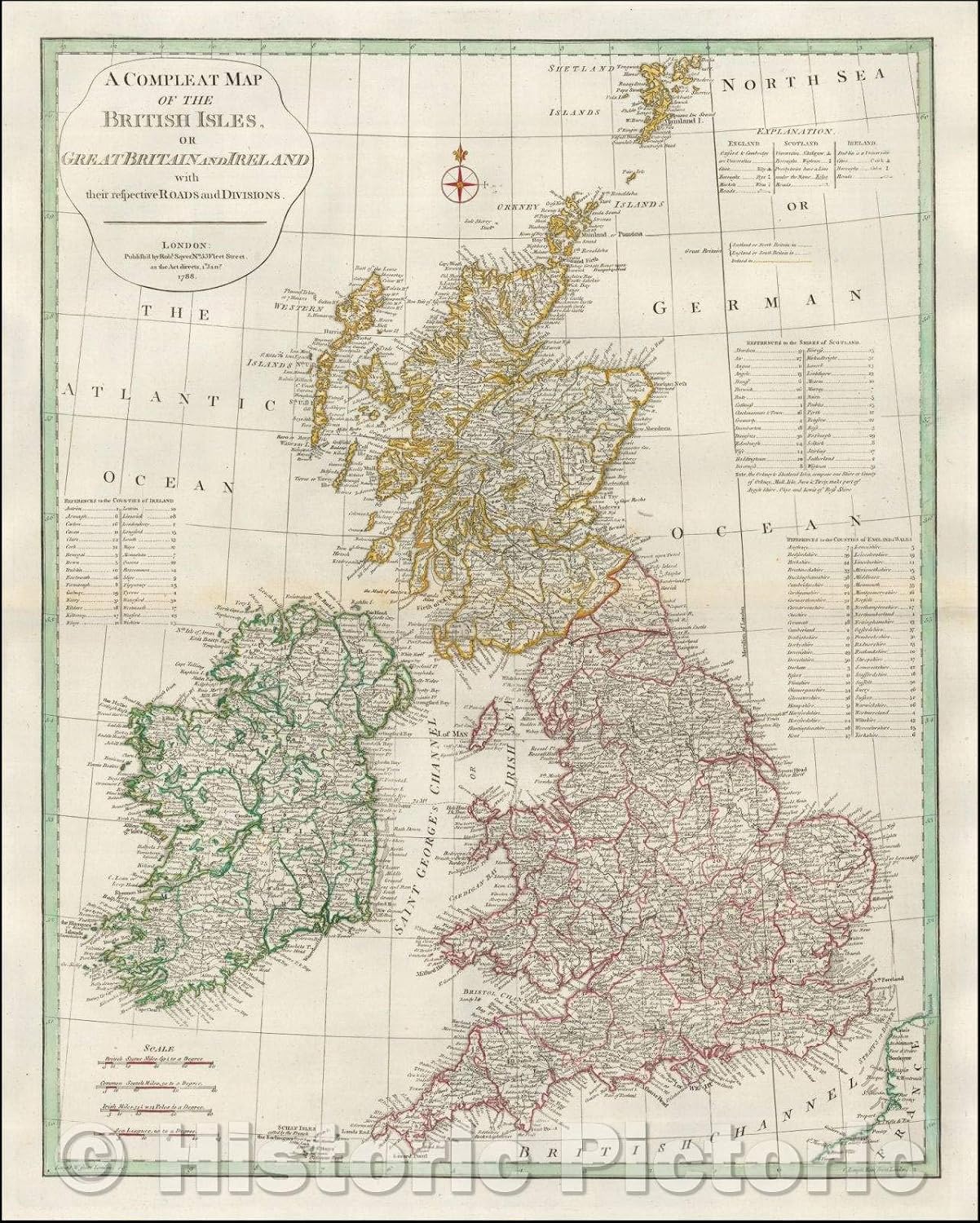Amazon.com: Historic Map - A Compleat Map of The British Isles, or ...