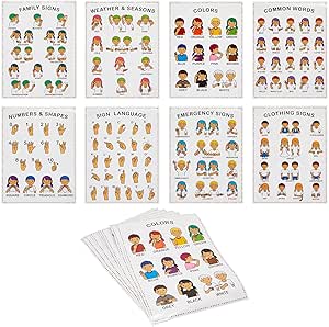 Amazon.com: Bright Creations Sign Language Posters for Kids, Teacher ...