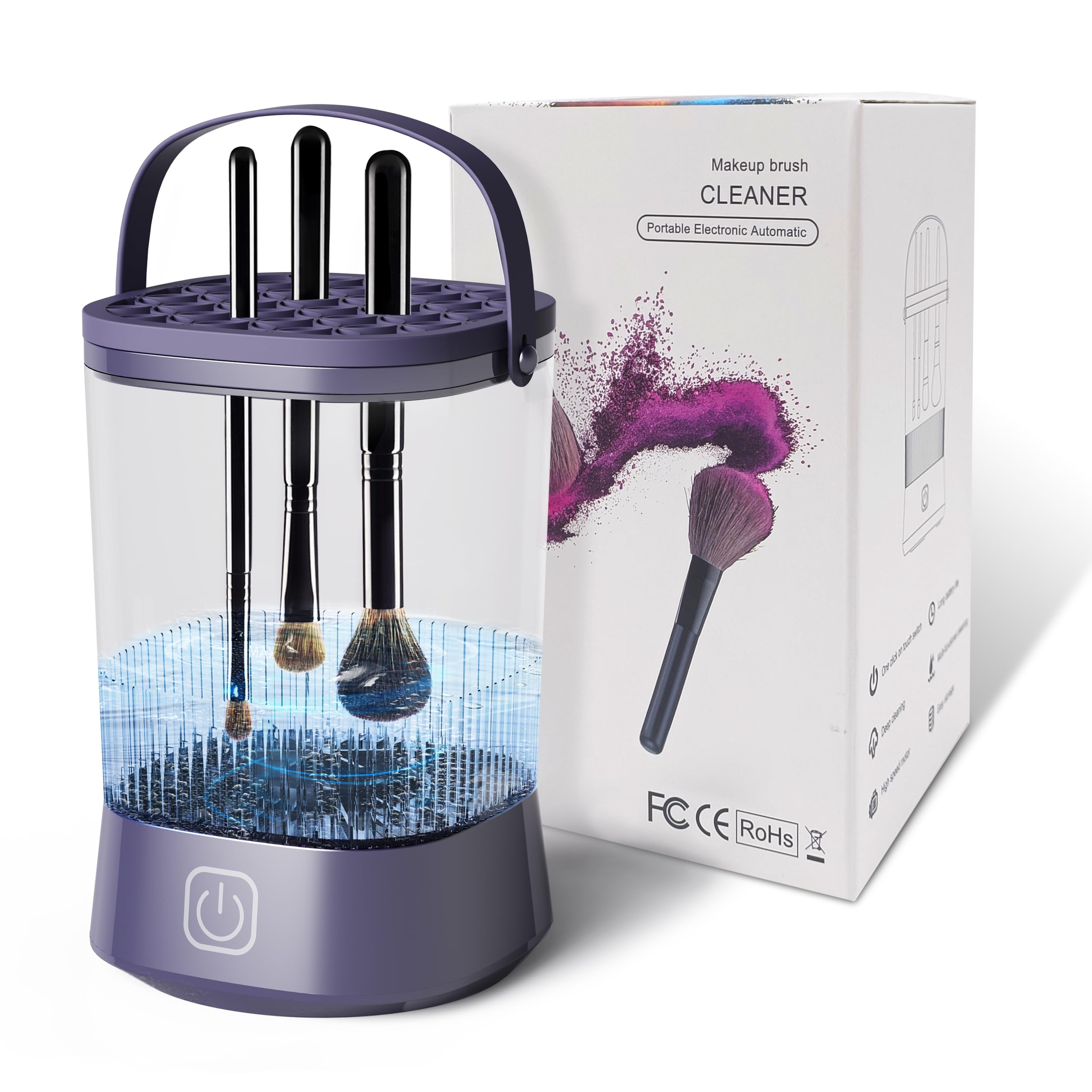 Amazon.com: Electric Makeup Brush Cleaner Machine, Automatic Spinning Make up Brush Cleaner with ...