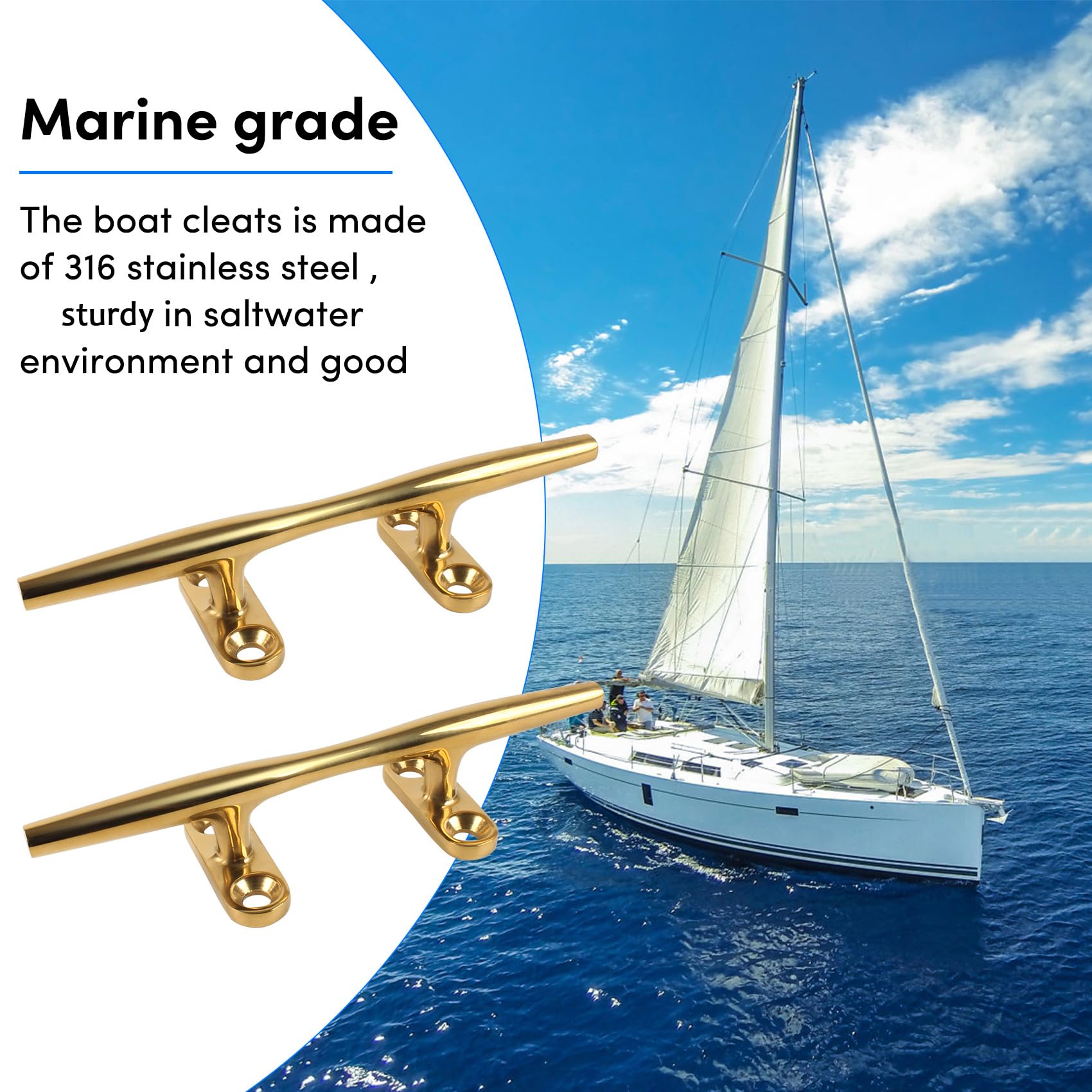 Snapklik.com : Boat Cleat, Brass Color Dock Cleats 6 Inch, 316 ...