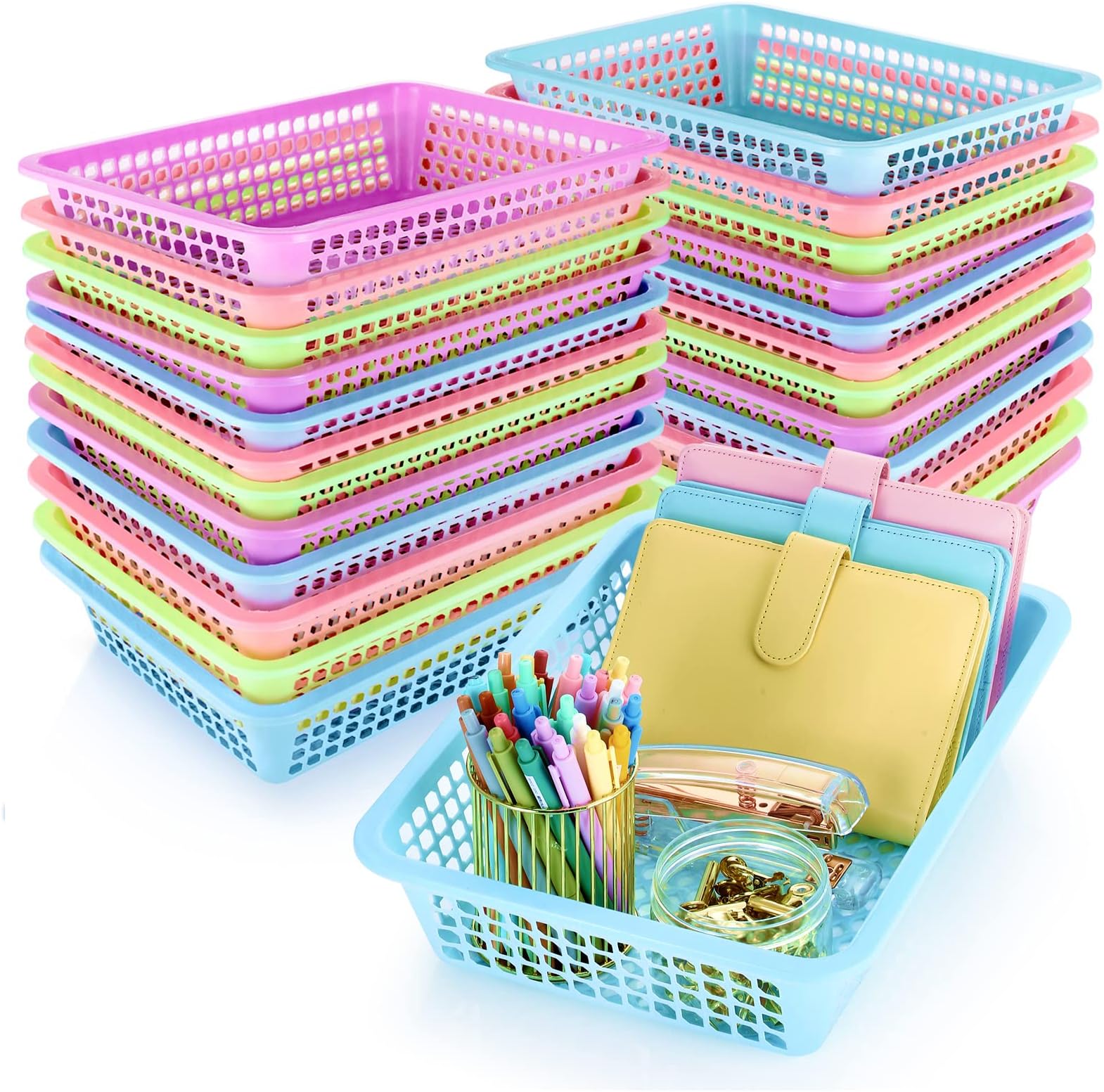 Amazon.com : Zhehao 24 Pcs Paper Organizer Basket 13.6 x 10.2 x 3.3 ...
