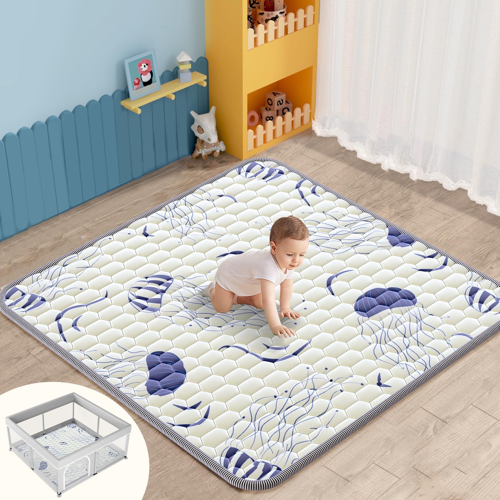 Amazon.com: Abdtech 47x47 Baby Play Mat for Playpen - Soft & Thick ...