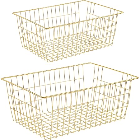 Amazon.com - Wire Baskets, Gold 2 Pack Wire Basket, Organizing Storage ...