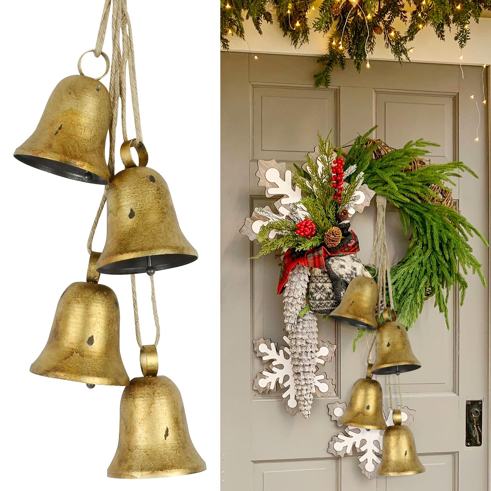 Bell, door decor, Christmas Decor Cow Bell Door Decor Gold Bell Bells ...