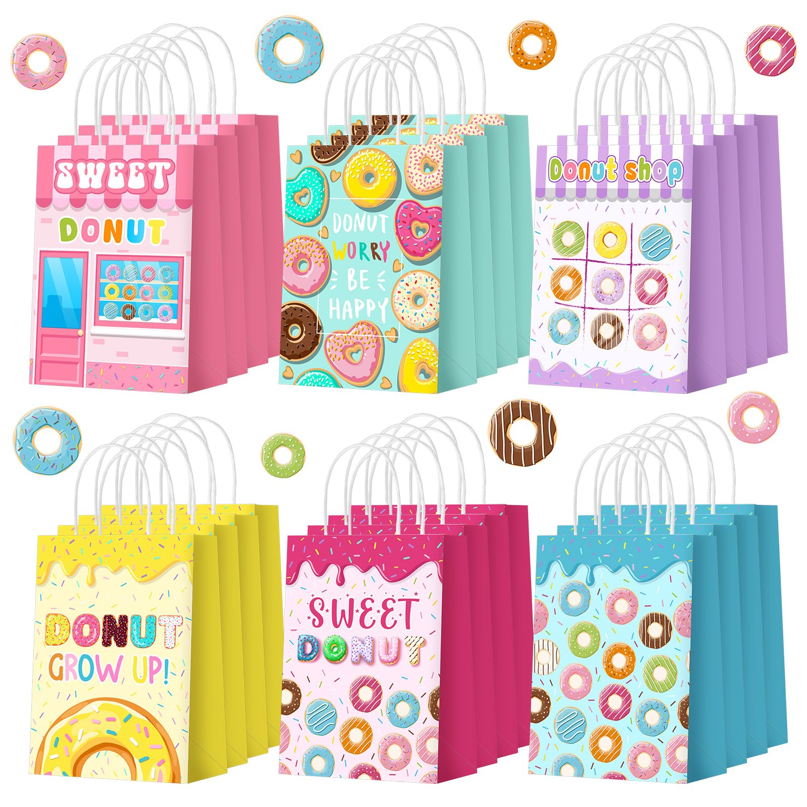 Amazon.com: Yeaqee 24 Pcs Donut Bag Donut Party Favors Candy Bags with ...