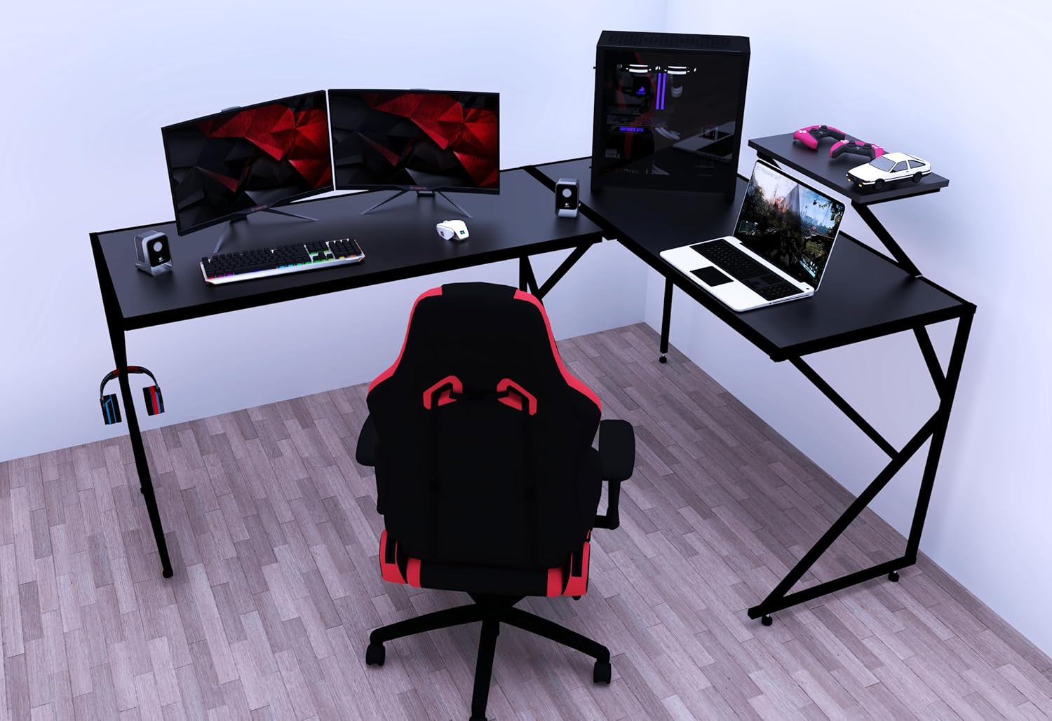 Escritorio Gamer en L CTS KLS - Extra Grande 171x119cm - Repisa ...