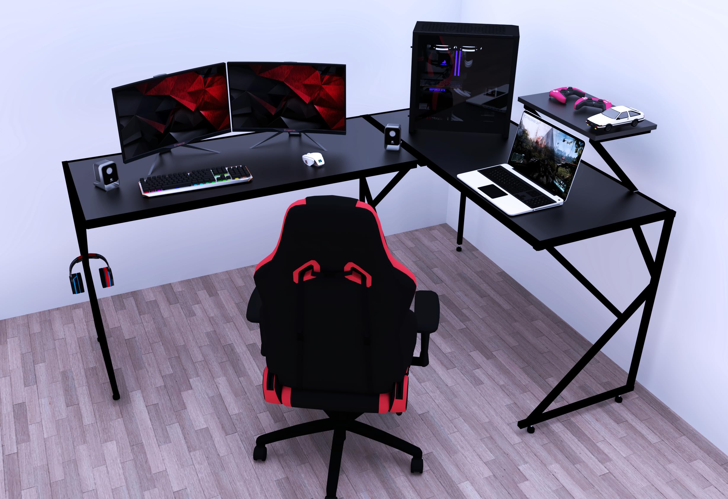 Escritorio Gamer en L CTS KLS - Extra Grande 171x119cm - Repisa ...