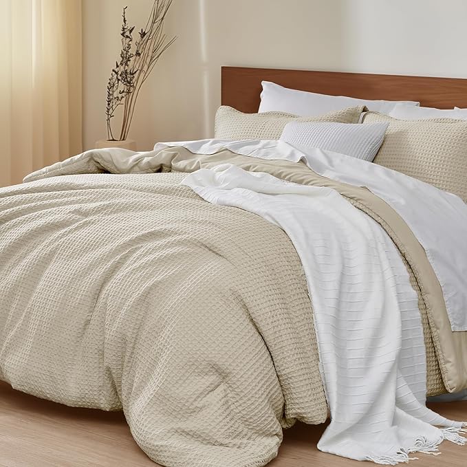 Amazon.com: PHF 3 Pieces Waffle Weave Comforter Set Queen Size ...