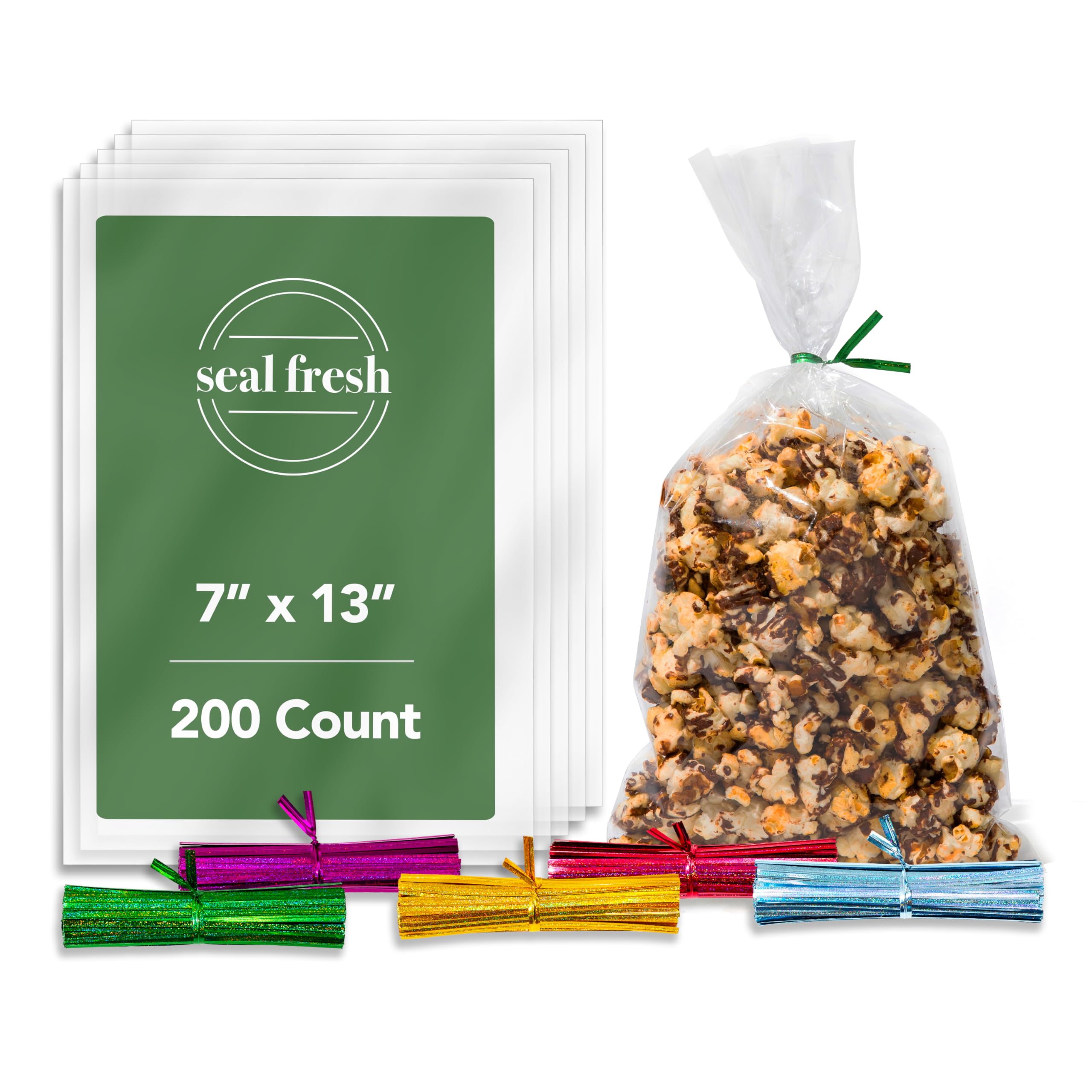 Amazon.com: Seal Fresh Clear Bag With Unique Twist Ties – 7x13 Inches ...