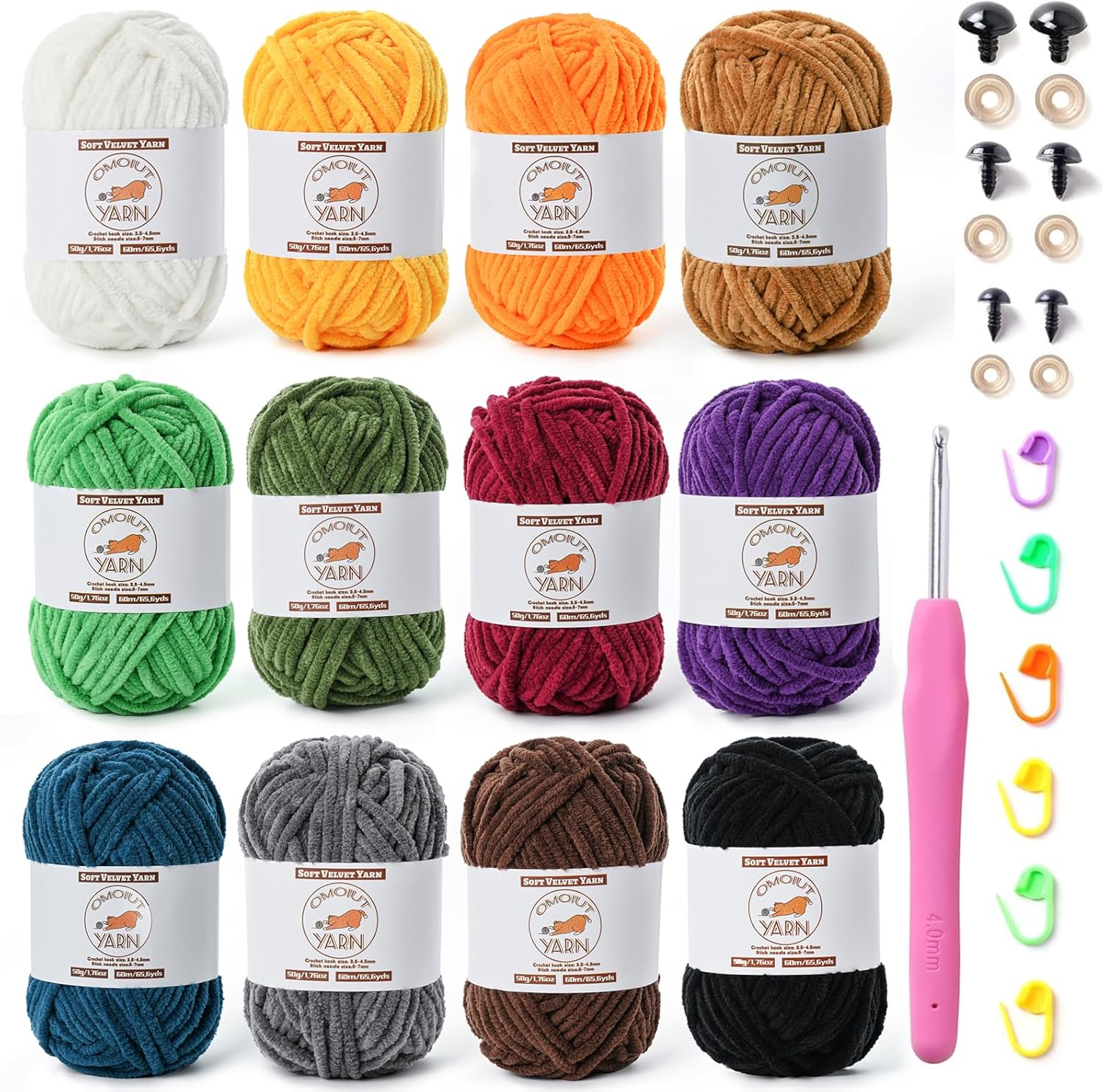 Amazon.com: 12 Pack Fluffy Velvet Yarn for Crocheting, Chunky Chenille ...