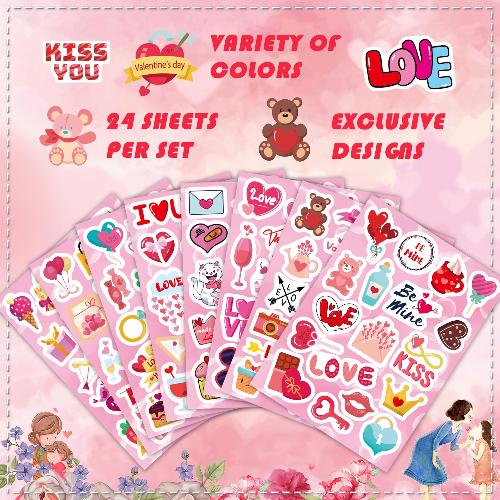 Snapklik.com : 465PCS Valentine Stickers - Valentines Stickers For Kids ...
