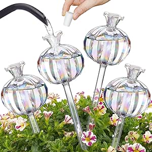 Amazon.com: NiHome Plant Watering Globes 4-Pack, Iridescent Glass Cactus Self Watering Globe ...