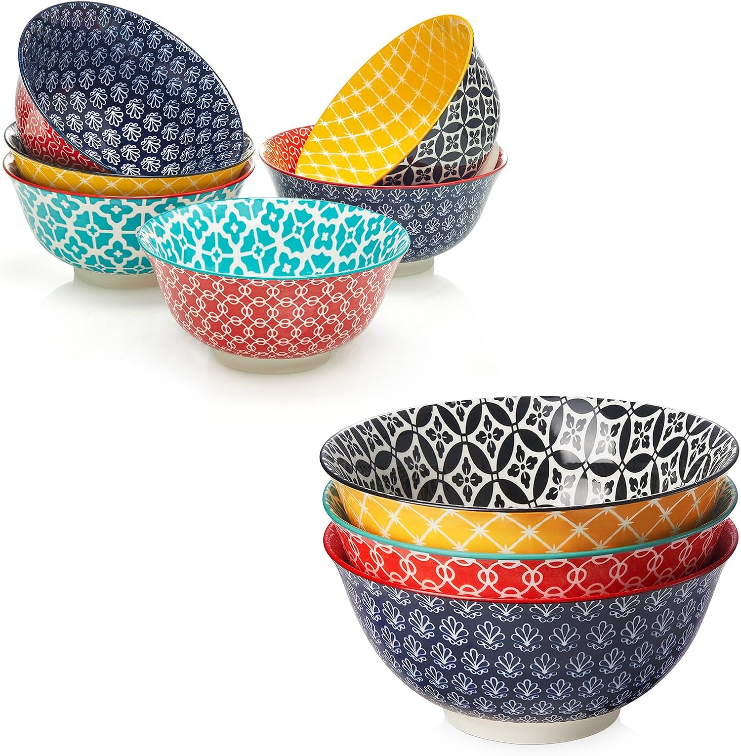 Amazon.com: DOWAN Salad Bowls, Ceramic Large Serving Bowls Set, 8 inch ...