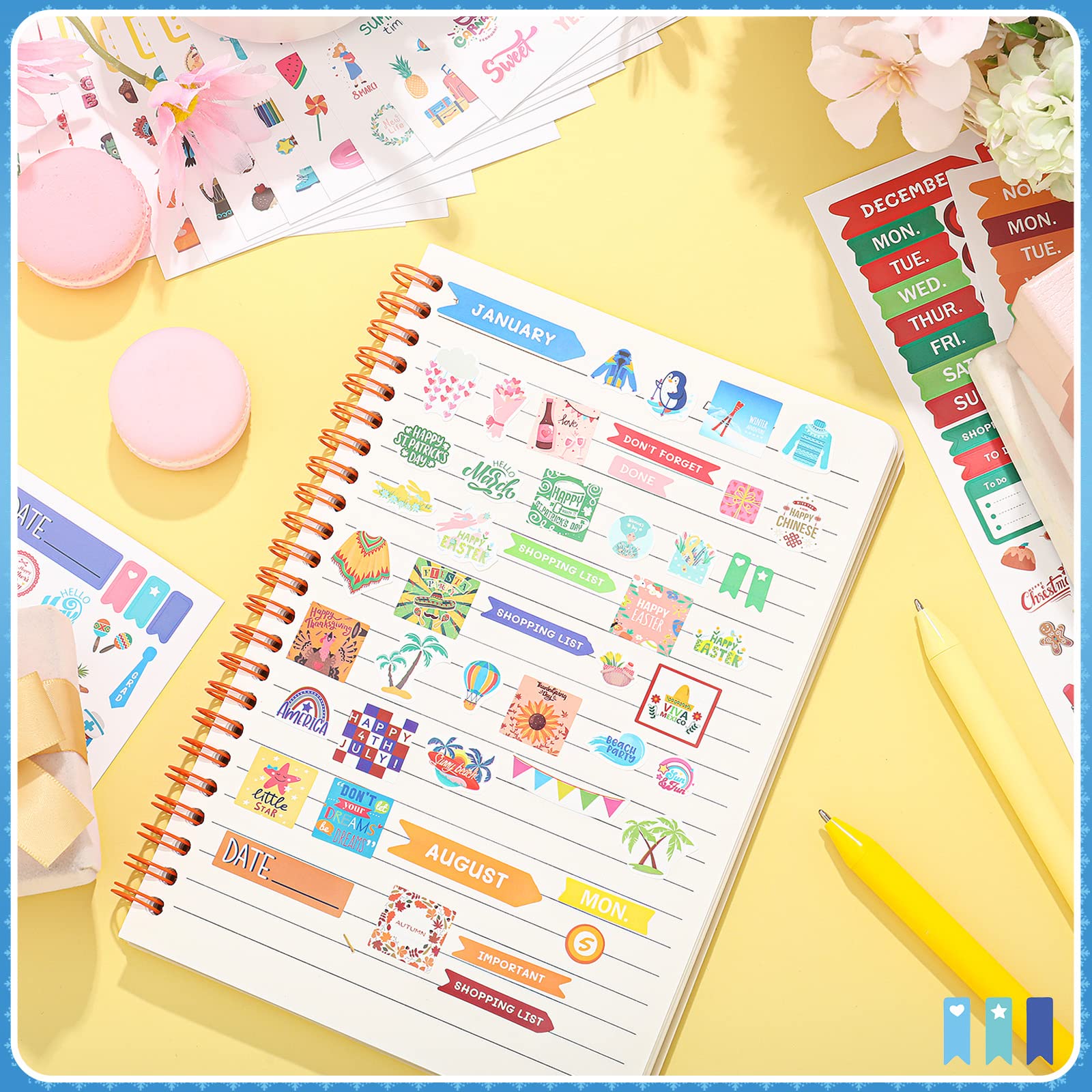 Snapklik.com : 24 Sheet Aesthetic Assorted Planner Stickers 1000 ...