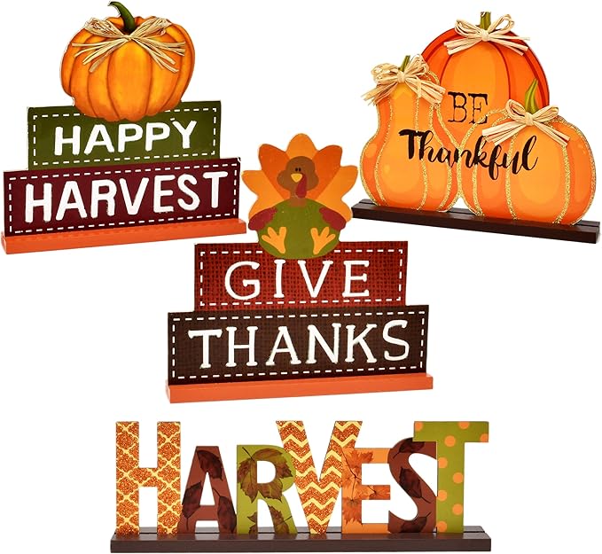 Amazon.com: Thanksgiving Centerpiece Set of 4 – Fall Pumpkin ...