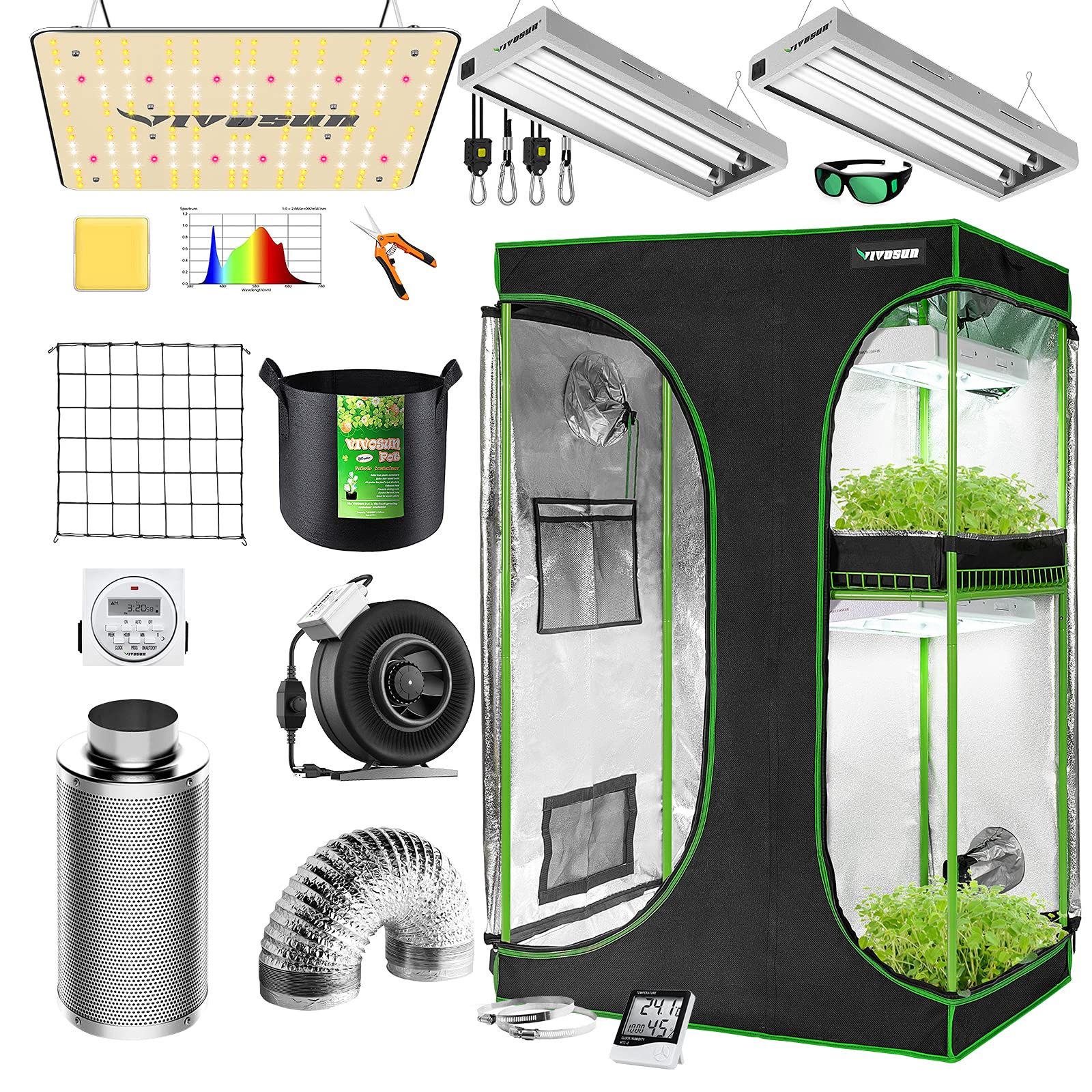 VIVOSUN Grow Tent Complete System, 2-in-1 4x3 Ft. Grow Tent Kit ...