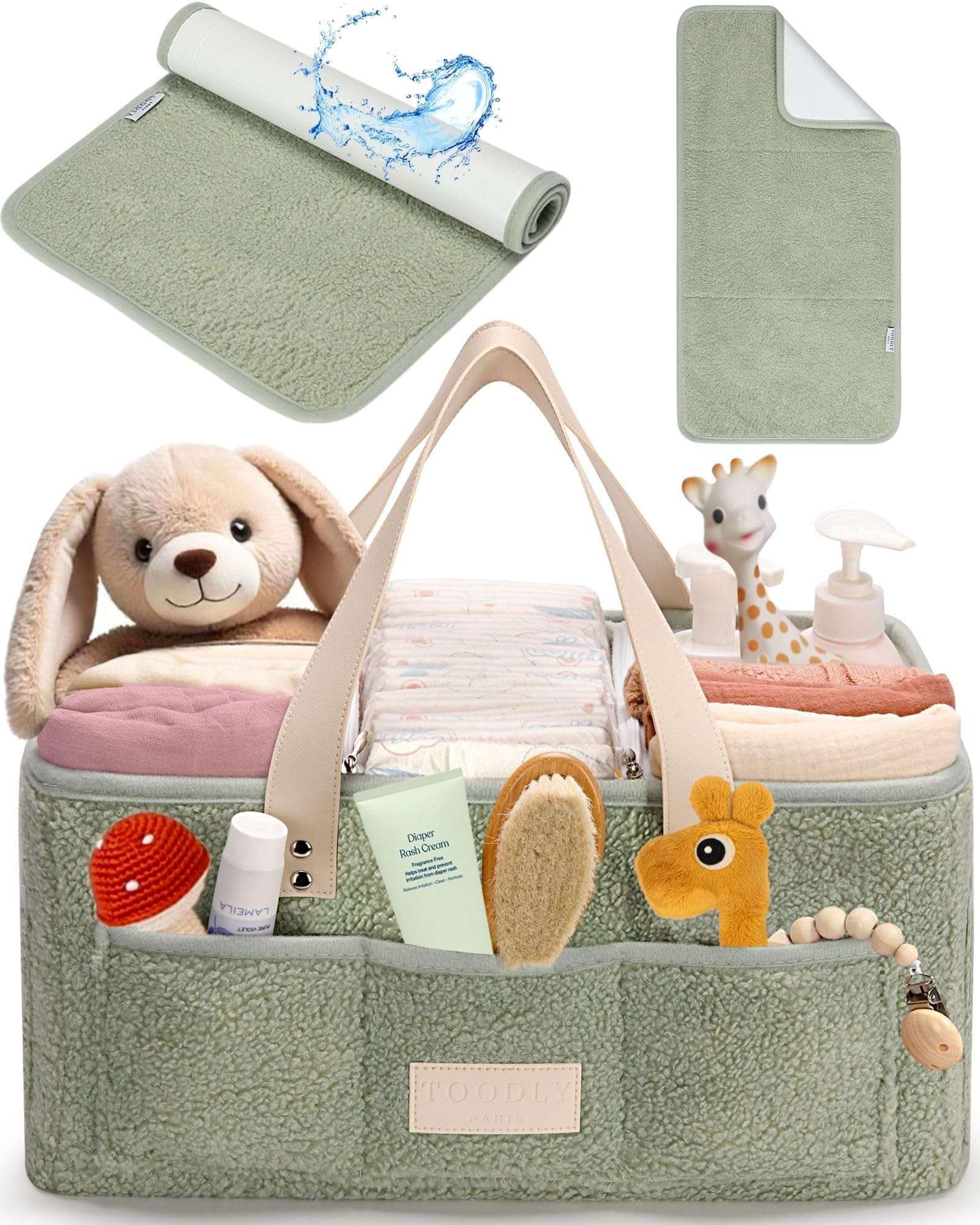 Amazon.com : Baby Diaper Caddy Organizer with Portable Changing Mat ...