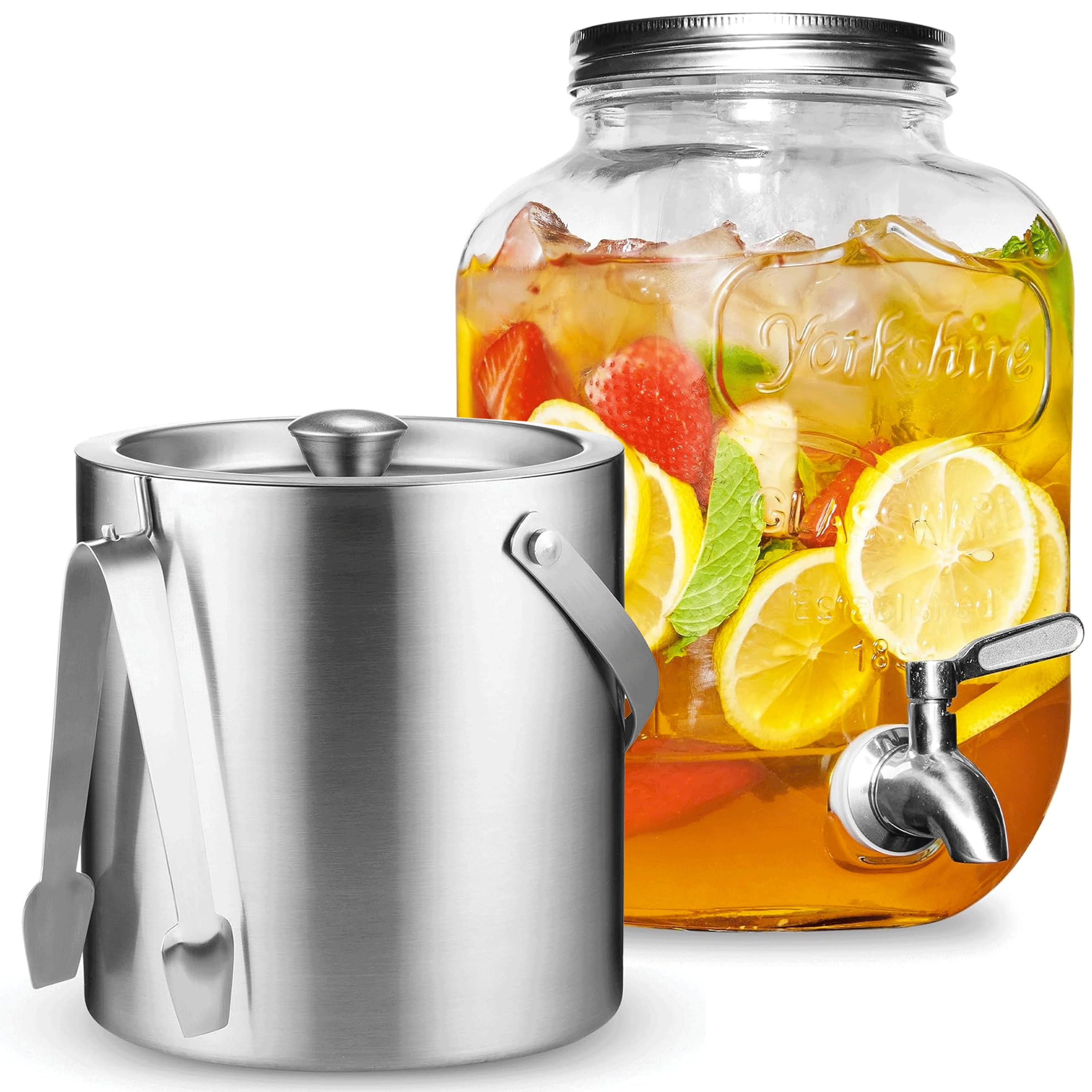Amazon.com: Double-Wall Stainless Steel Insulated Ice Bucket with 1 ...