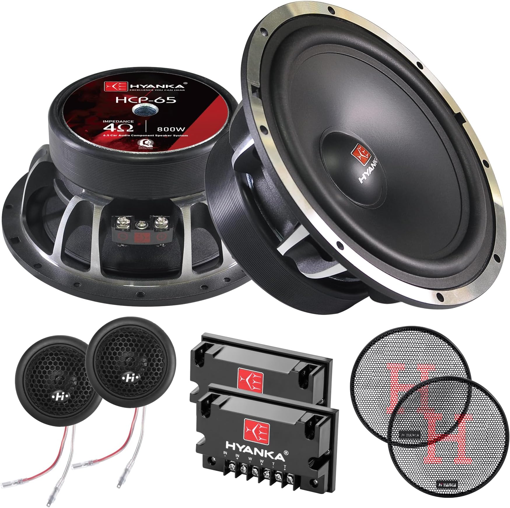 Amazon.com: H YANKA HCP-65 6.5 Component Car Speakers, 800 Watt Car ...